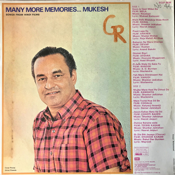 Mukesh – Many More Memories… (Songs From Hindi Films) - RGH India