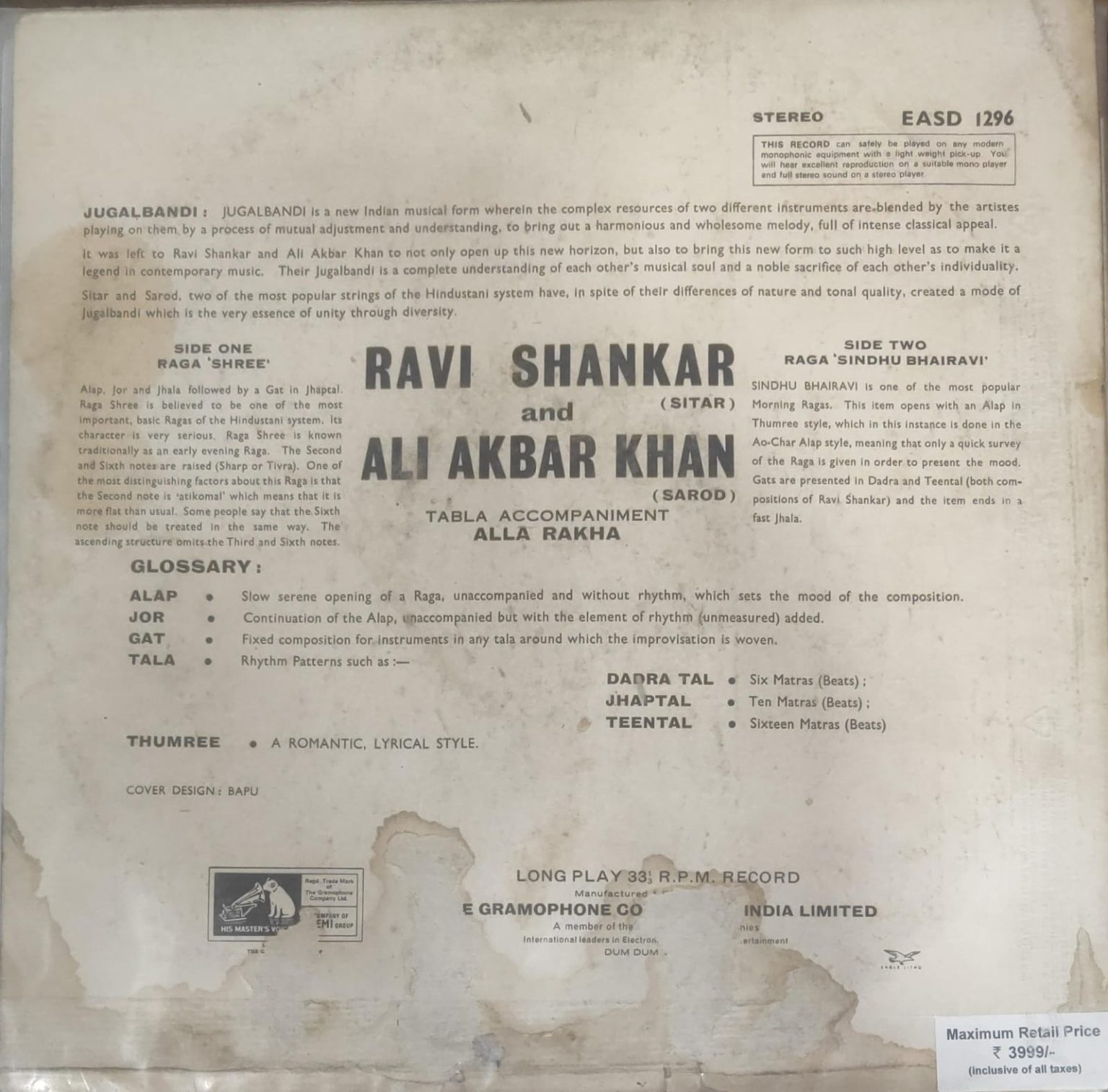 Sitar & Sarod, Ravi Shankar & Ali Akbar, Vinyl Record, Lp - RGH India